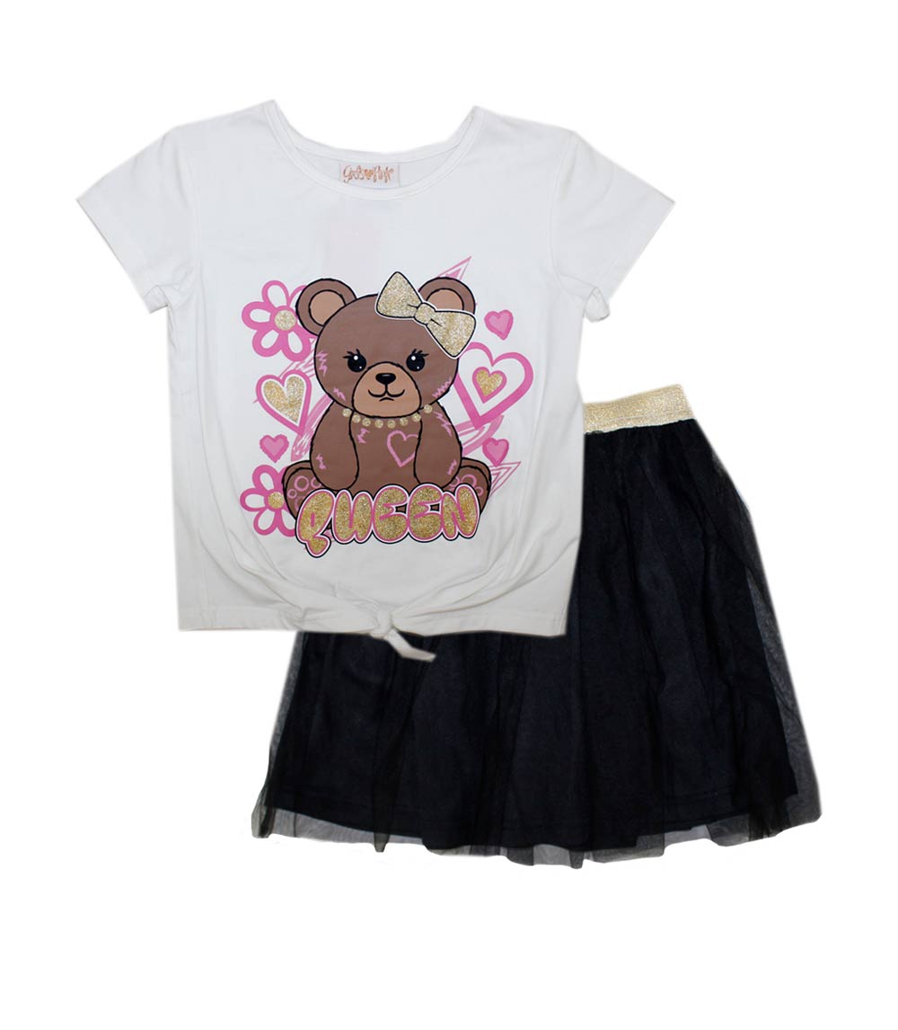 BUY GIRLS PINK Teddy Bear Queen Screen Top with Tulle Skirt-2465527 ...